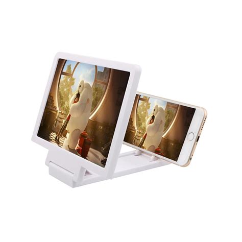 Blanco Lupa de pantalla para teléfono móvil amplificador de vídeo 3D