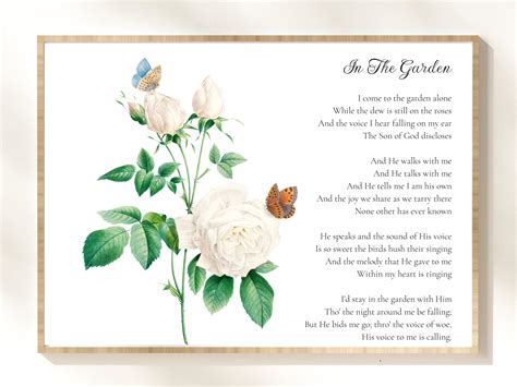 In The Garden Hymn He Walks With Me Hymn Prints Wall Art Etsy