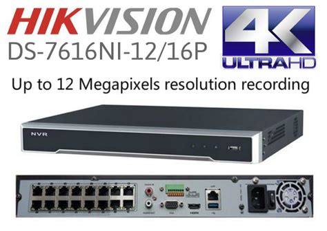 Hikvision DS 7616NI I2 16P 16Ch 4K UHD NVR 16 X PoE Ports 12MP