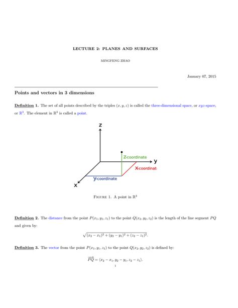 points and vectors in 3 dimensions