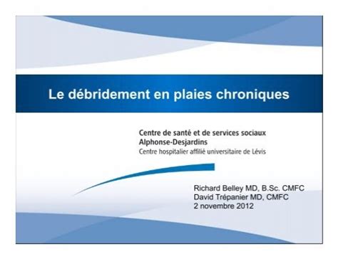 Le D Bridement Des Plaies Chroniques Pdf