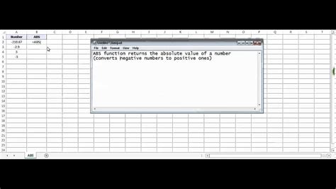 excel abs function how to use abs function youtube
