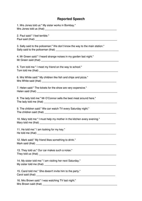 Reported Speech Statements Unterrichtsmaterial Im Fach Englisch