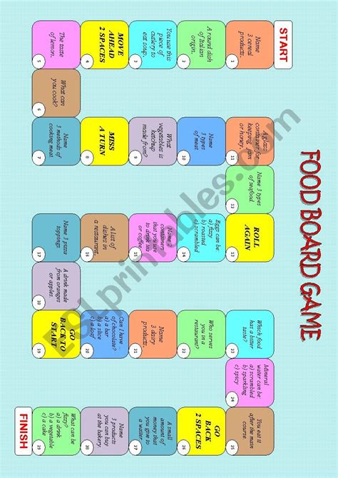 FOOD BOARD GAME ESL Worksheet By Eveline10