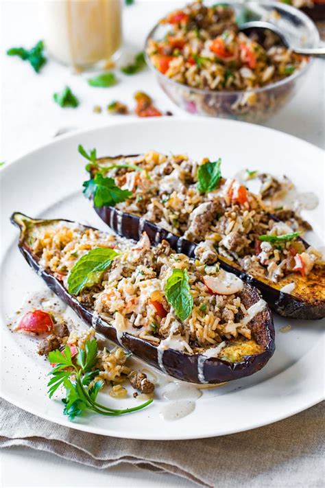 This Savory Stuffed Eggplant With Middle Eastern Spices And A Garlic