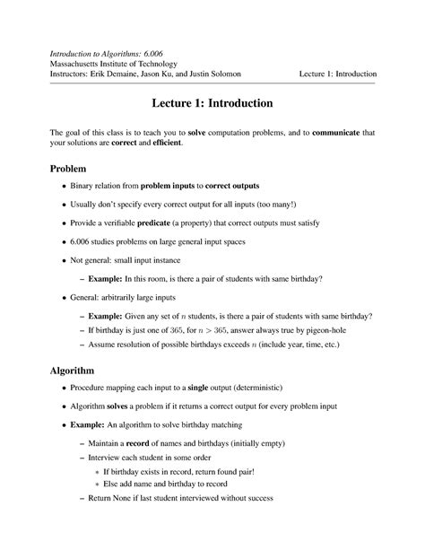 lecture 1notes introduction to algorithms 6 massachusetts institute of technology