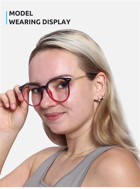 Unisex Glasses Large Shirley20401 Clear Blue Pink Tr Metal Round