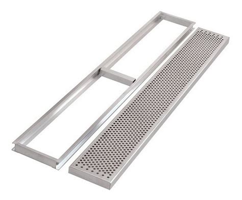Ralo Grelha Linear Perfurada Em Inox 20x100 Cm Água Pluvial Marmol