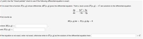 solved 1 point use the mixed partials check to see if