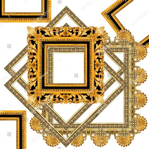 Golden Baroque And Ornament Elements A Set Of Four Ornate Gold Frames