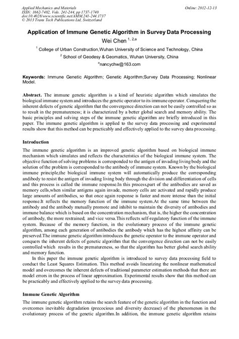 application of immune genetic algorithm in survey data processing scientific