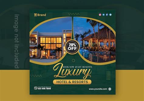 Premium Vector Social Media Post Design For Hotel And Resort Advertising