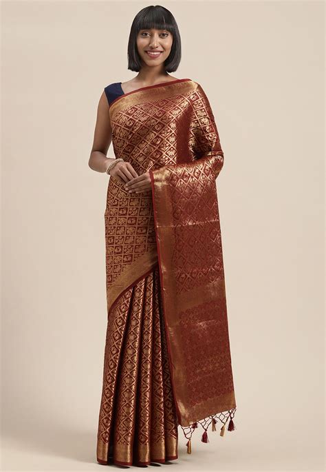 Woven Mysore Silk Saree In Maroon SNGA2780