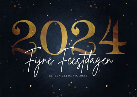 Stijlvolle Kerstkaart Fijne Feestdagen Gouden Kaartje Go