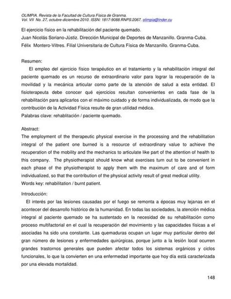El ejercicio físico en la rehabilitación del paciente quemado vivian