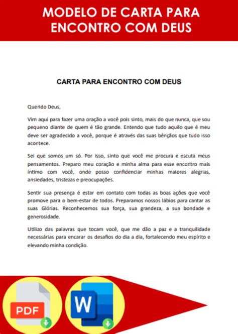 Modelo De Carta Para Encontro Deus Formato Word