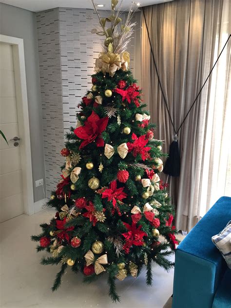 Arvore De Natal Decoração Vermelho E Dourado Últimas Decoração