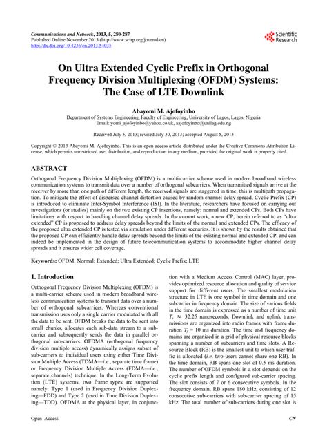 pdf on ultra extended cyclic prefix in orthogonal frequency division multiplexing ofdm