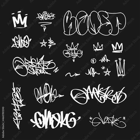 Vector Graffiti Tags Street Art Hip Hop Writing Doodle Style Spray