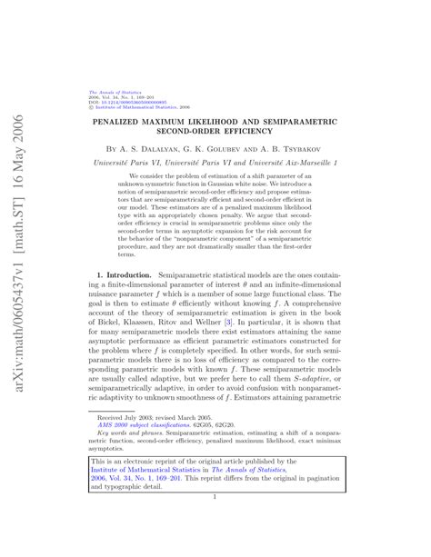 pdf penalized maximum likelihood and semiparametric second order efficiency