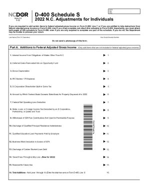 2022 Form NC D 400 Schedule S Fill Online Printable Fillable Blank