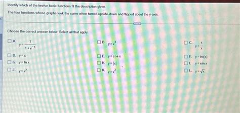 solved identify which of the twelve basic functions fit the