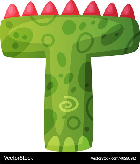 T Consonant Letter Dino Font Dinosaur Alphabet Vector Image