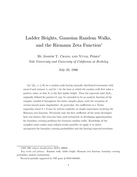pdf ladder heights gaussian random walks and the riemann zeta function