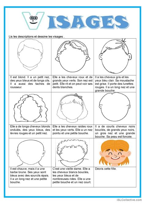 Description Personnes Visages Comp Fran Ais Fle Fiches Pedagogiques