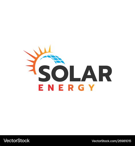 Sun Energy Solar Panels Logo Design For Green Vector Image