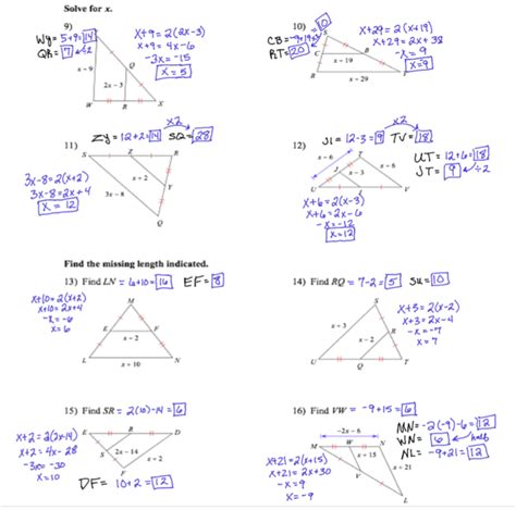 Midsegment Of A Triangle Worksheets