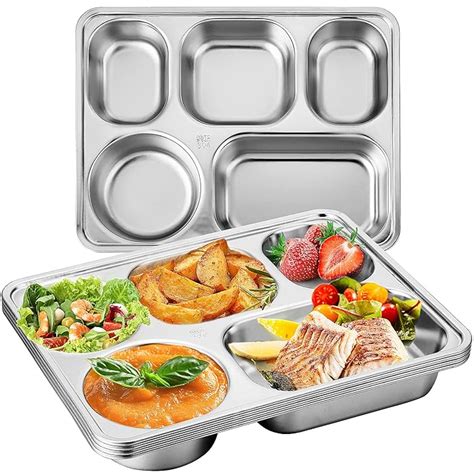 Buy Pack Stainless Steel Rectangular Divided Dinner Tray Sections
