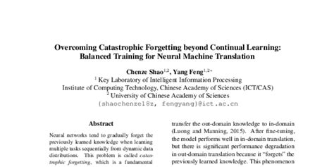 overcoming catastrophic forgetting beyond continual learning balanced training for neural