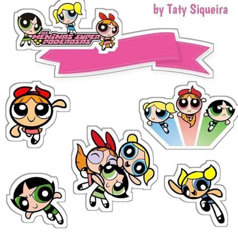 Topo De Bolo Docinho Super Poderosas 1DC Cute Stickers Cartoon