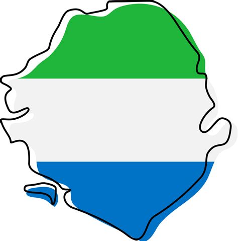 Stylized Outline Map Of Sierra Leone With National Flag Icon Flag