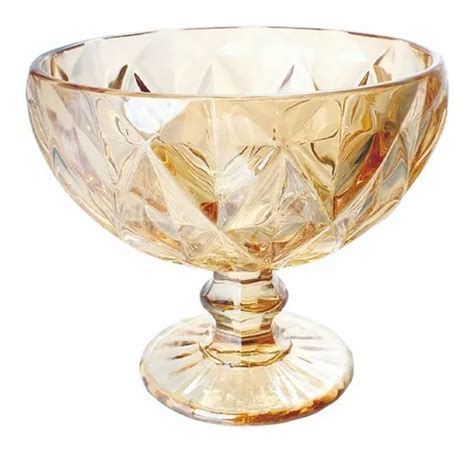 Jg 06 Taças Sobremesa sorvete 310ml Diamond Âmbar Metalizada Frete grátis