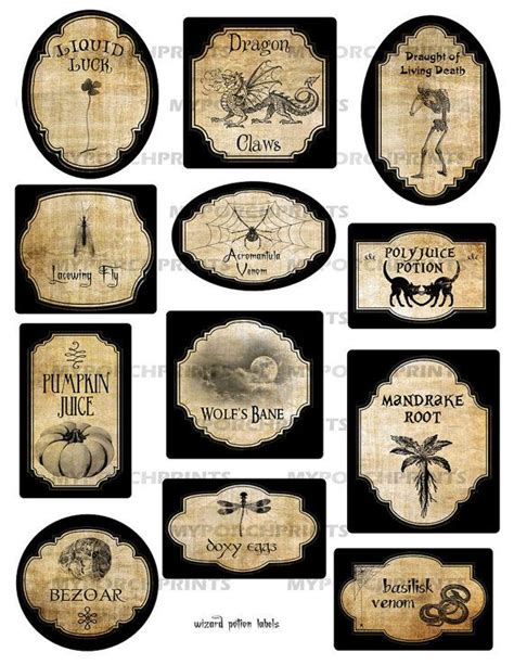 Printable Potion Labels