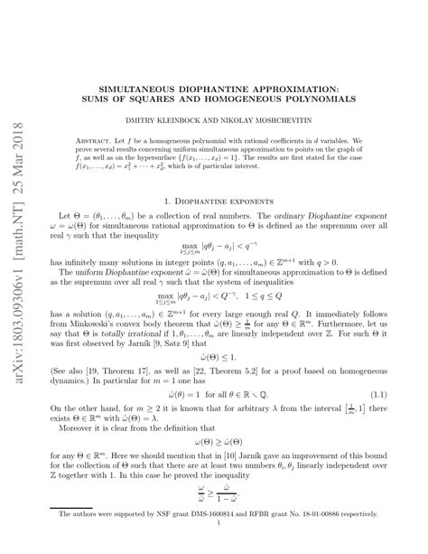 pdf simultaneous diophantine approximation sums of squares and homogeneous polynomials