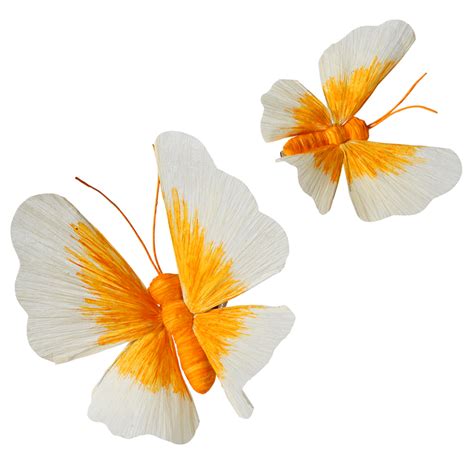 Zwei Deko Schmetterlinge mit Clip gelb weiß 11 14 cm Ø DecoWoerner