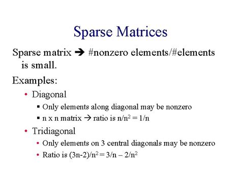 sparse matrices matrix table of values sparse matrices