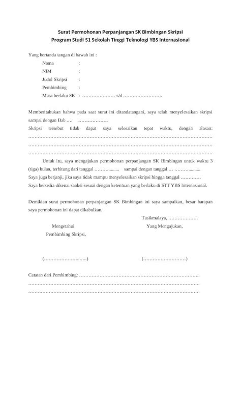 DOCX Surat Permohonan Perpanjangan Sk Bimbingan Skripsi PDFSLIDE NET