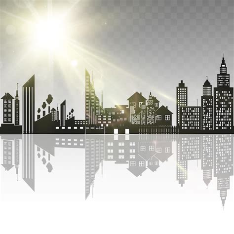 Silueta De Ciudad Vectorial En Un Estilo Plano Paisaje Urbano Moderno