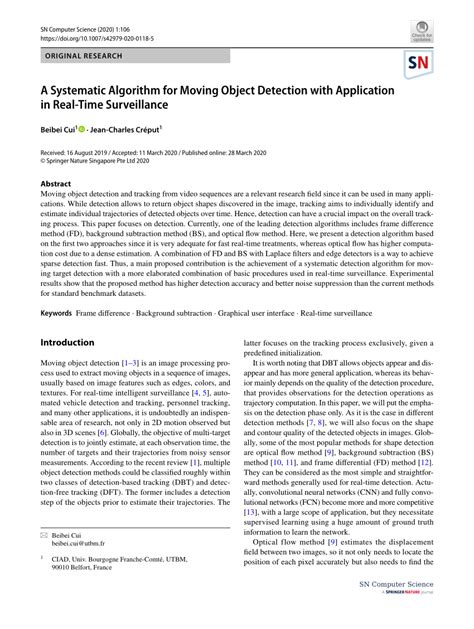 pdf a systematic algorithm for moving object detection with application in real time surveillance