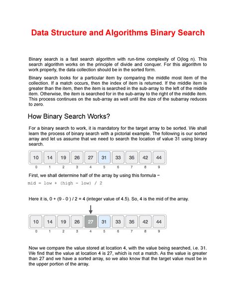data structure and algorithms binary search this search algorithm works on the principle of