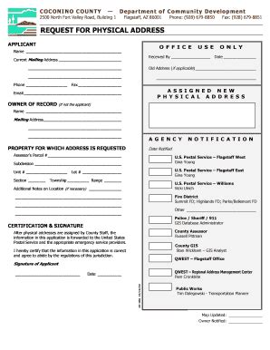 Fillable Online Physical Address Request Application Coconino County