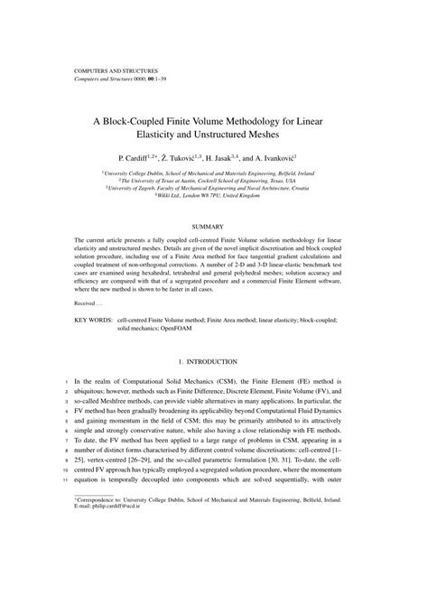 pdf a block coupled finite volume methodology for linear elasticity and unstructured meshes