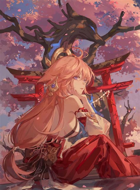Yae Miko Genshin Impact Anime Anime Girls Portrait Display
