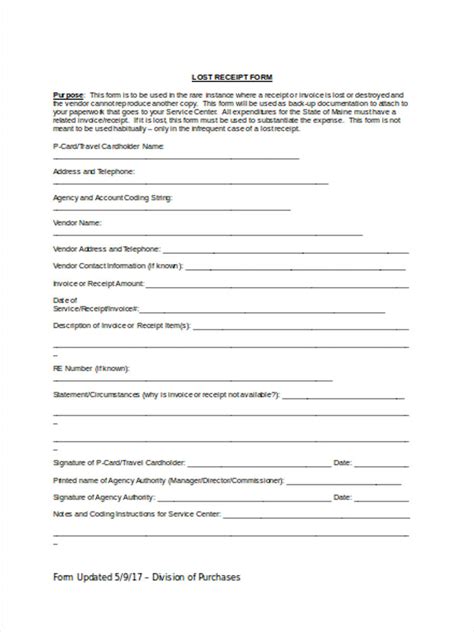 FREE 7 Lost Receipt Forms In MS Word PDF Excel