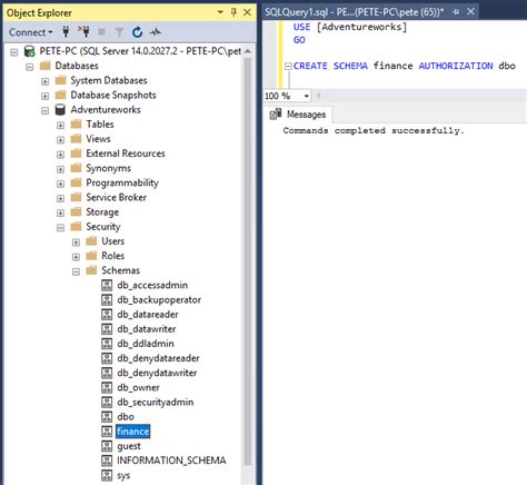 Create Schema In SQL Server