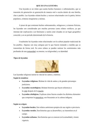 QUE ES UNA LEYENDA Ccccccccccccccccccccccccccccccccccccccecuatoriana Docx